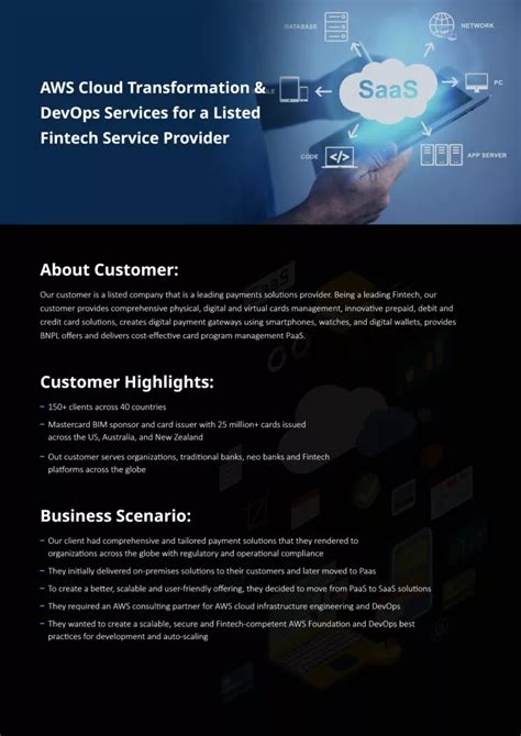 Ppt Aws Cloud Transformation And Devops Services For A Listed Fintech