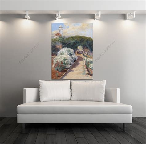 Репродукция картины цветущий монастырский сад Картина маслом на холсте цветущий монастырский