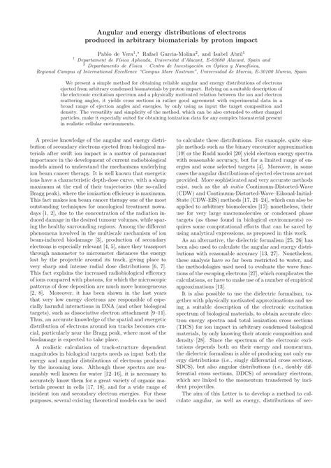 Pdf Angular And Energy Distributions Of Electrons Produced In