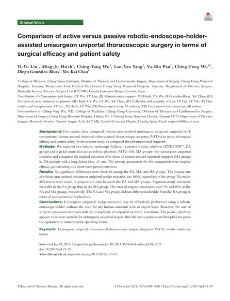 Pdf Comparison Of Active Versus Passive Robotic Endoscope Holder