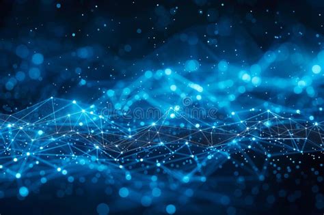Illustration Of Abstract Blue Background With Digital Connection Lines And Dots Technology