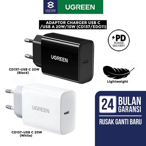 Jual Wall Charger Kepala Adaptor IPhone 20W 10W UGREEN USB Type C PD 4