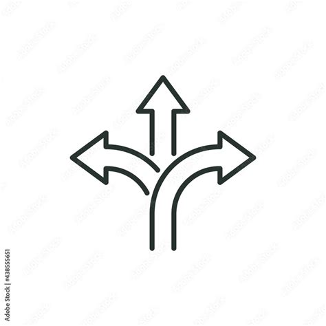 3 Arrow Way Line Icon Simple Outline Style Choice Option Pathway Opportunity Logo Split