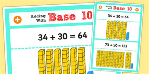 Year Adding Digit Numbers And Tens Using Base Poster