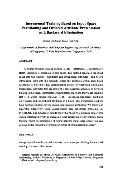 Pdf Incremental Training Based On Input Space Partitioning And