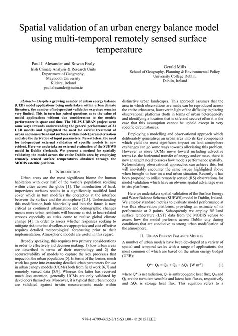 pdf spatial validation of an urban energy balance model using multi