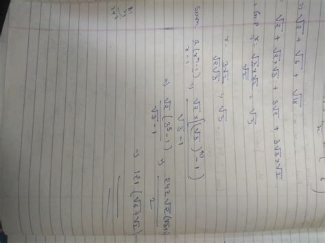 "14. The to 10 terms of the seriesn( sqrt { 2 } + sqrt { 6 } + sqrt { 18 } + sqrt { 54 } + ldots ...
