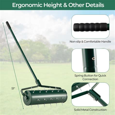 1821 Inch Manual Lawn Aerator With Detachable Handle Filled With Sand