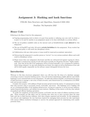 Hashing Practice Problems Practice Sheet I Hashing COL106 Data