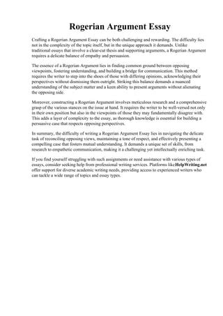 Rogerian Argument Essay Pdf