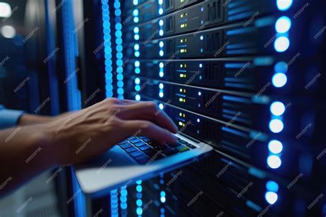 Data Center Programmer Maintaining Cloud Server Security Premium Ai Generated Image