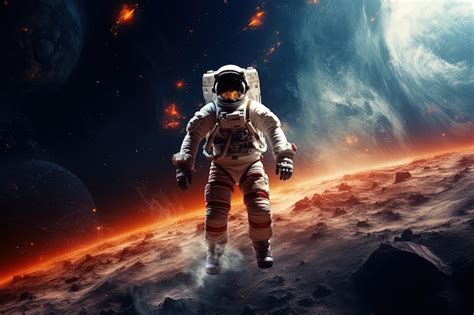 Premium Ai Image Astronaut Exploring Space Cosmic Art Sci Fi