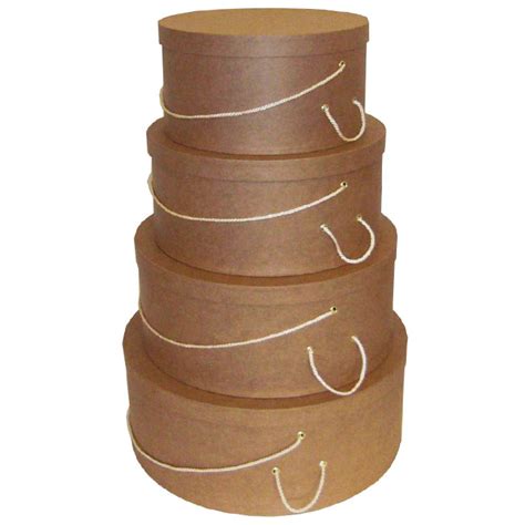 Round Hat Boxes Natural Kraft Nested