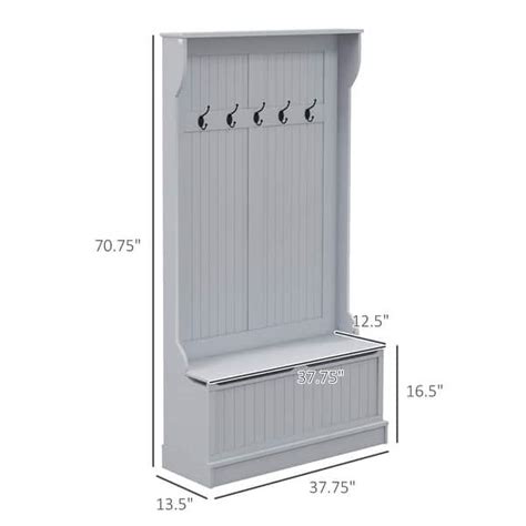 Homcom 38 3 In 1 Entryway Hall Tree With Storage Bench Coat Rack With