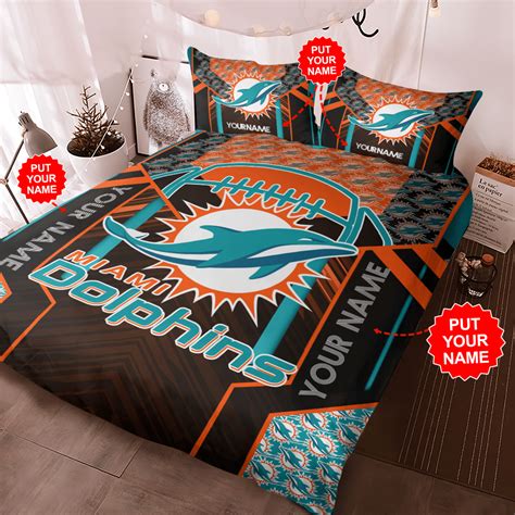 Personalized Miami Dolphins Logo Football All Over Print 3d Bedding Set