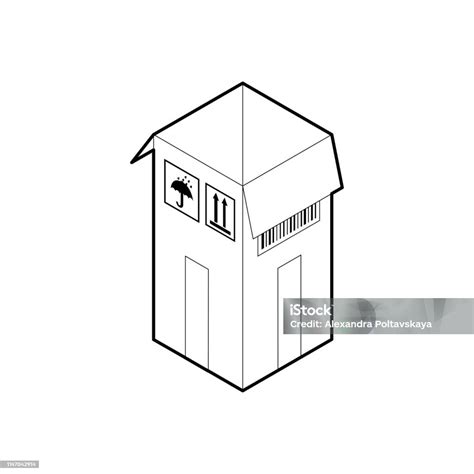 段ボール箱のアウトラインアイコン白の背景に分離された等角外形ベクトル 3dのベクターアート素材や画像を多数ご用意 3d からっぽ