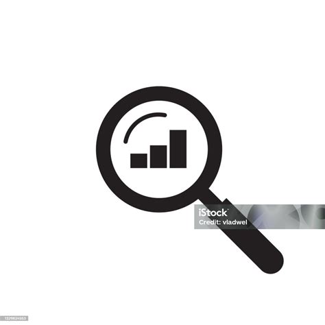 감사 분석 연구 아이콘 벡터 성장 그래프 차트를 검사하는 돋보기 유리 비즈니스 판매 데이터 기호 또는 흑백 픽토그램 격리 검토 0명에 대한 스톡 벡터 아트 및 기타 이미지