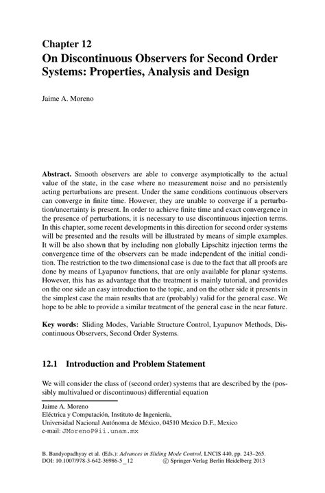 pdf on discontinuous observers for second order systems properties