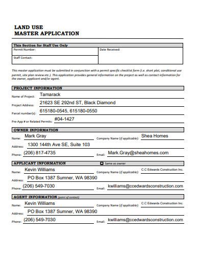 Free Printable Master Application