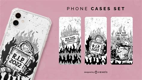 Anti New Year Phone Case Set Vector Download