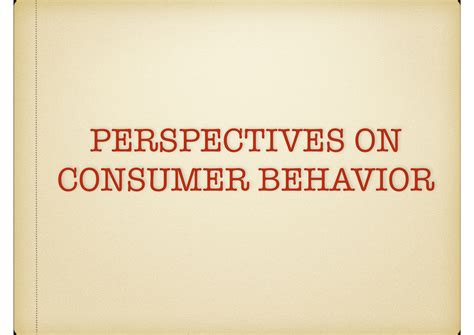 lecture notes lecture 4 consumer behaviour perspectives on