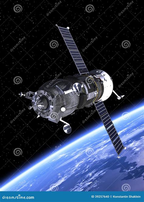 Spacecraft Progress Orbiting Earth Stock Illustration Illustration