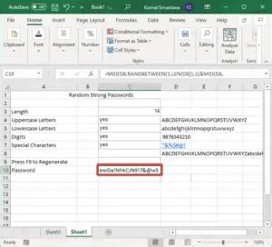 How To Generate A Random Strong Password In Excel