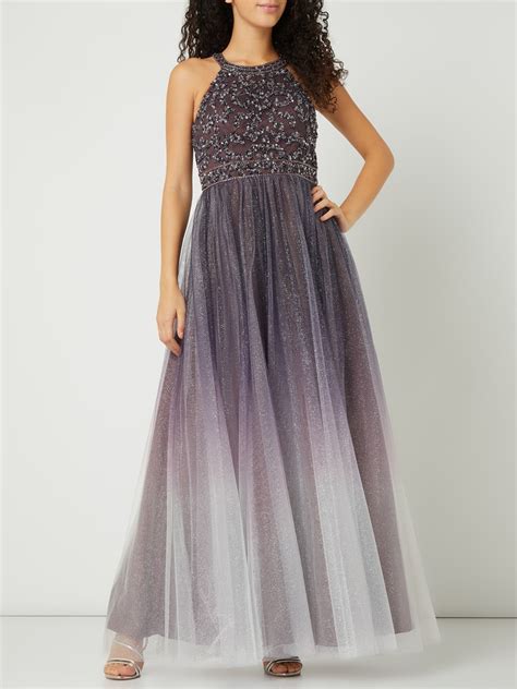 Unique Abendkleid aus Tüll mit Glitter Effekt und Pailletten purple online kaufen