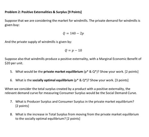 Solved Problem 2 Positive Externalities And Surplus 9