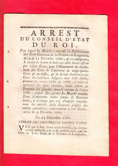 ARREST DU CONSEIL D ETAT DU ROI PAR lequel Sa Majesté a autorisé les