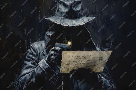 Enigmatic Detective Examining Classified Envelope In Landscape