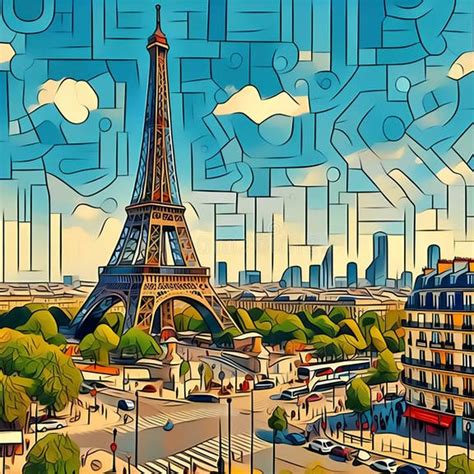 Artistic Illustration With The Eifel Tower Stock Illustration