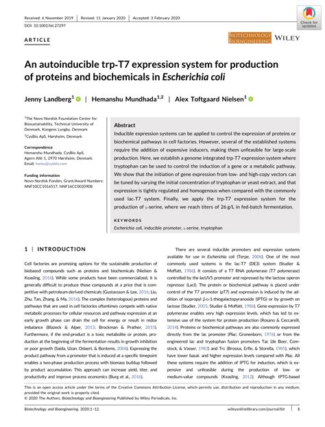 Pdf An Autoinducible Trp T7 Expression System For Production Of