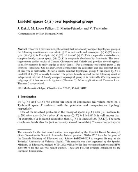 Pdf Lindelöf Spaces C X Over Topological Groups