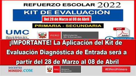 ¡importante La Aplicación Del Kit De Evaluación Diagnóstica De Entrada