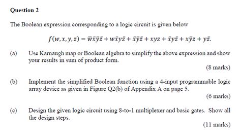 Solved Question 2 The Boolean Expression Corresponding To A