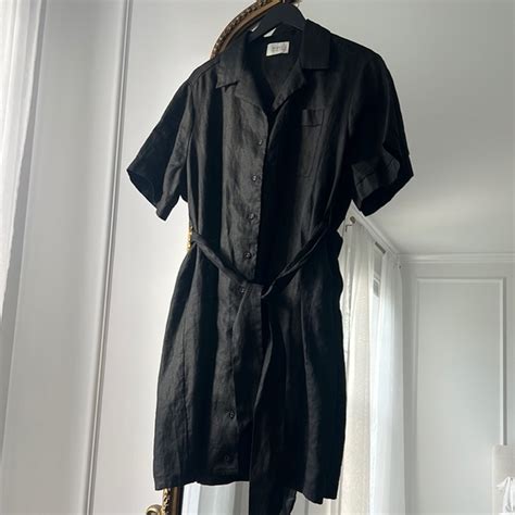 Dissh Dresses Dissh Linen Black Tie Waist Mini Shirt Dress Poshmark