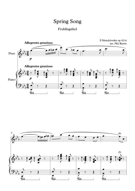 Spring Song Fruhlingslied Flute And Piano Arr Phil Rawle Sheet