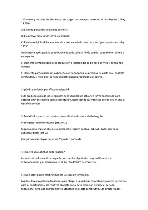 Tp Sociedades 1 Enumere Y Describa Los Elementos Que Surgen Del