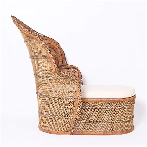 Vintage Anglo Indian Peacock Or Cobra Recamier Lounge Chair For Sale At