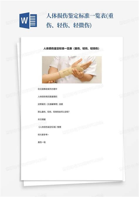 人体损伤鉴定标准一览表 重伤轻伤轻微伤 Word模板下载 编号lnnnxwoe 熊猫办公