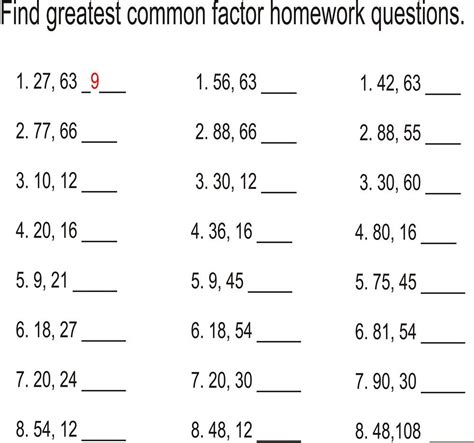 Word Problems Greatest Common Factor