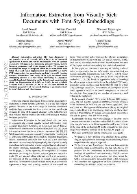 information extraction from visually rich documents with font style