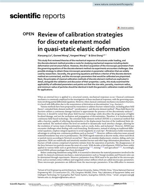 Pdf Review Of Calibration Strategies For Discrete Element Model In
