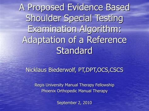 PPT A Proposed Evidence Based Shoulder Special Testing Examination Algorithm Adaptation Of A