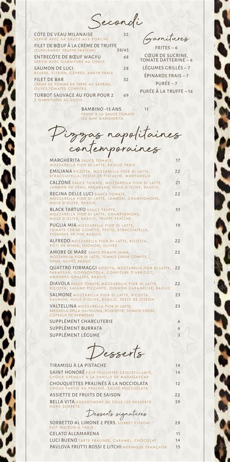 Menu Au Luci Restaurant Argenteuil
