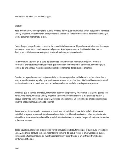 Una Historia De Amor Con Un Final Tragico Pdf Amor Sueño