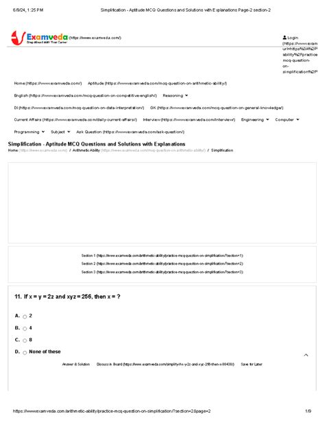 Simplification Aptitude Mcq Questions And Solutions With Explanations