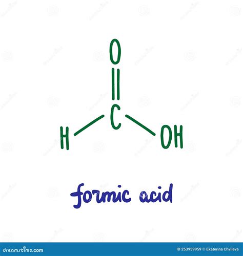Formic Acid Hand Drawn Vector Illustration Formula Chemical Structure
