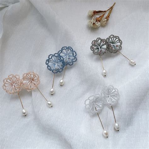 手作刺繡浪花兩戴式耳環可改夾式 Yuu Yuu Lab｜耳環耳夾耳骨夾人氣榜 Pinkoi